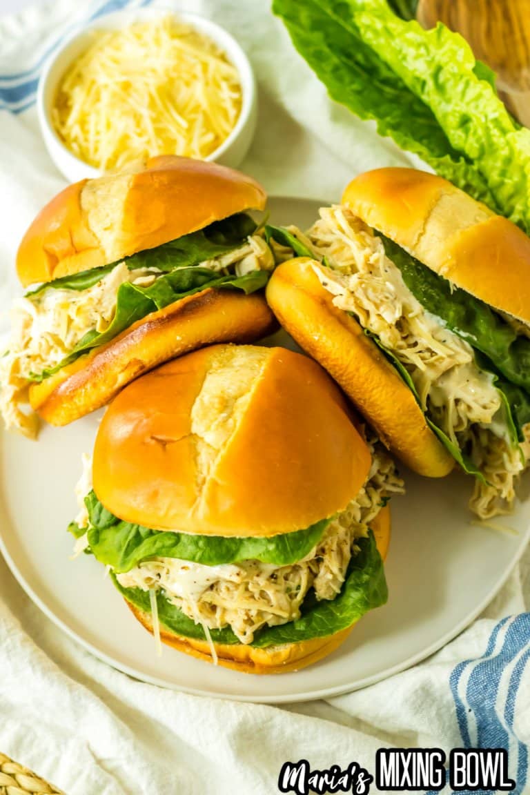 Slow Cooker Chicken Caesar Sandwiches - Maria's Mixing Bowl