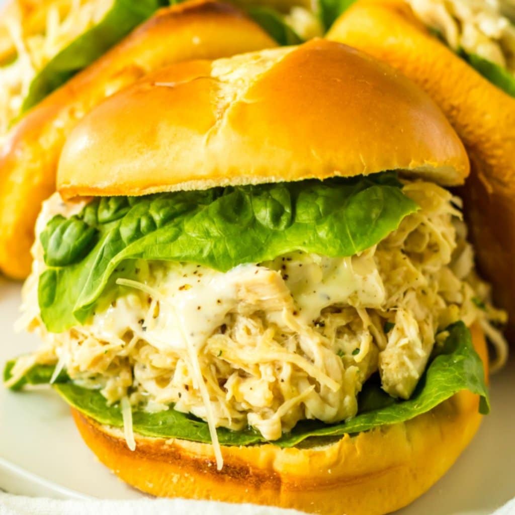 Slow Cooker Chicken Caesar Sandwiches - Maria's Mixing Bowl