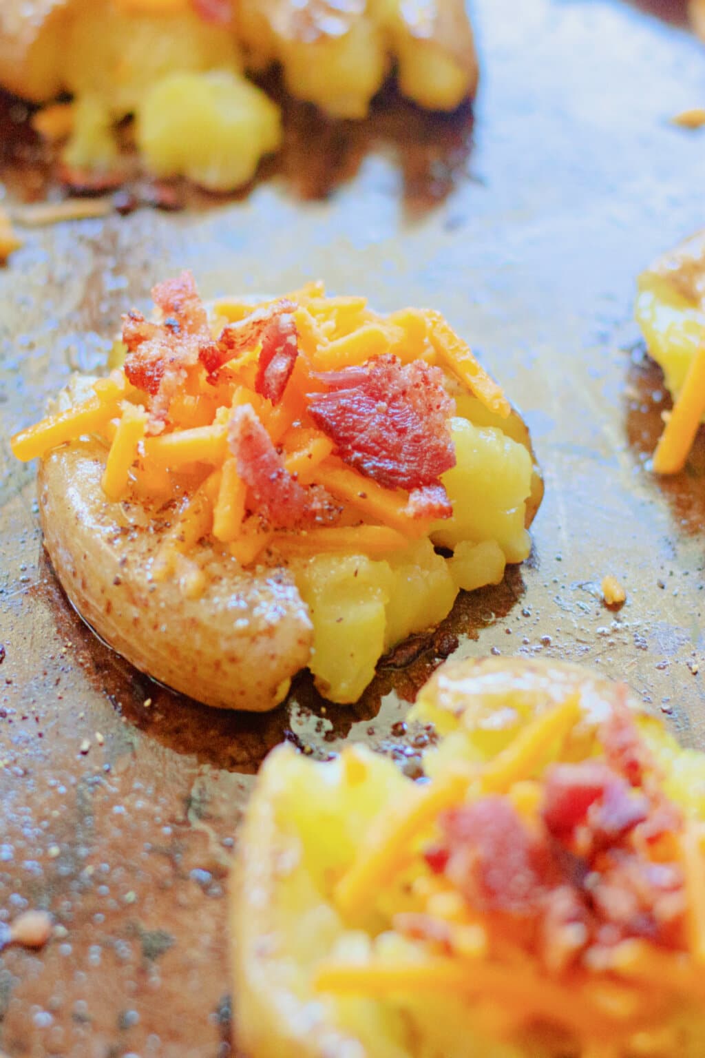 Bacon Cheddar Smashed Potatoes - Maria's Mixing Bowl