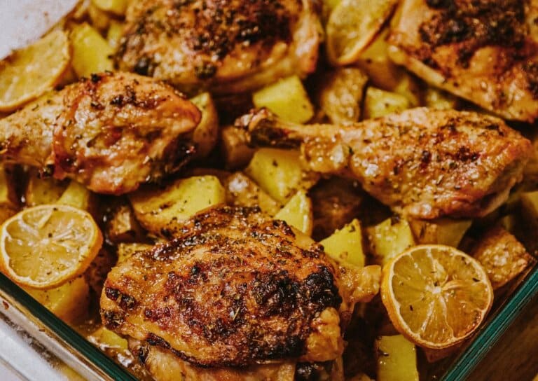 Greek Chicken and Lemon Potatoes - Maria's Mixing Bowl