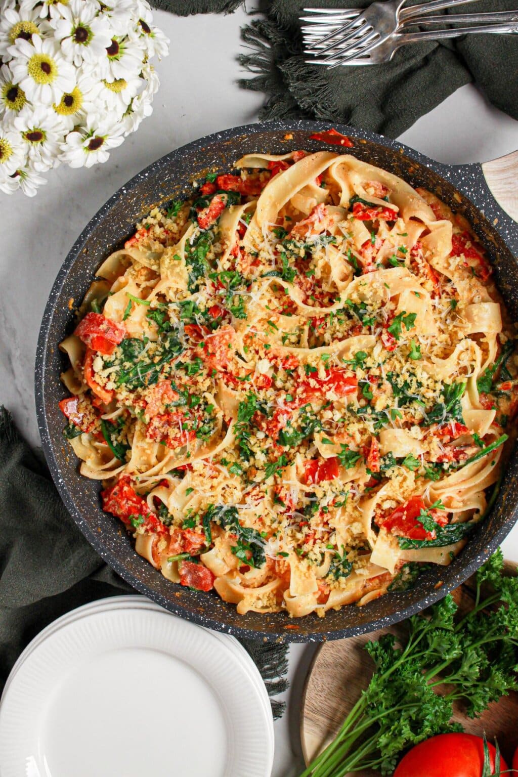 Pasta with Spinach and Tomatoes - Maria's Mixing Bowl